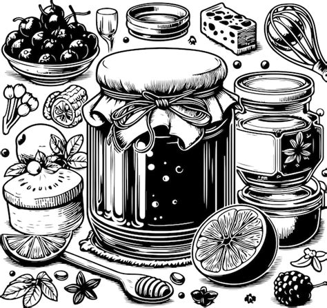Livre De Coloriage Dillustration à Contour Noir De Confiture Vecteur