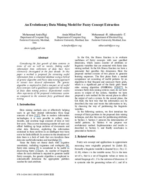 Pdf An Evolutionary Data Mining Model For Fuzzy Concept Extraction Amin Milani Fard And