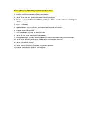 Business Analysts And Intelligence Interview Questions Docx Business