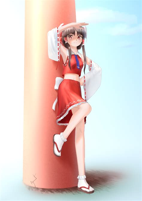 Shin Jishi Ben Hakurei Reimu Touhou White Legwear Absurdres Highres 1girl Armpits Ascot