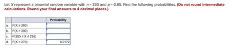 Solved Let X Represent A Binomial Random Variable With N330