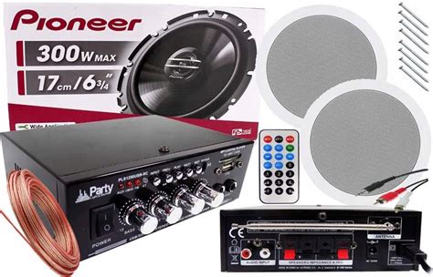 GŁOŚNIKI SUFITOWE PIONEER WZMACNIACZ CYFROWY BLUETOOTH USB SD RADIO