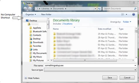No Computer Icon Shortcut In Save As Windows Forums