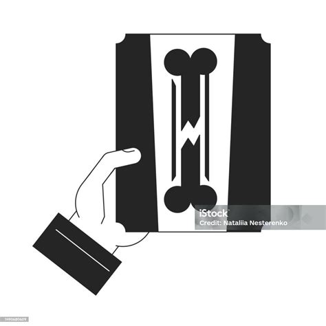 뼈 골절 엑스레이 스캔 Bw 개념 벡터 스팟 일러스트레이션을 들고 있다 2차 도형에 대한 스톡 벡터 아트 및 기타 이미지 2