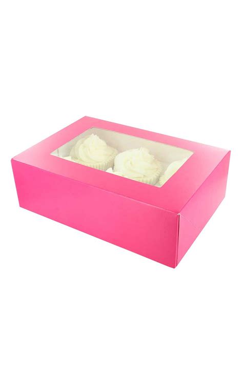 6 Hole Cupcake Box Hot Pink Uk