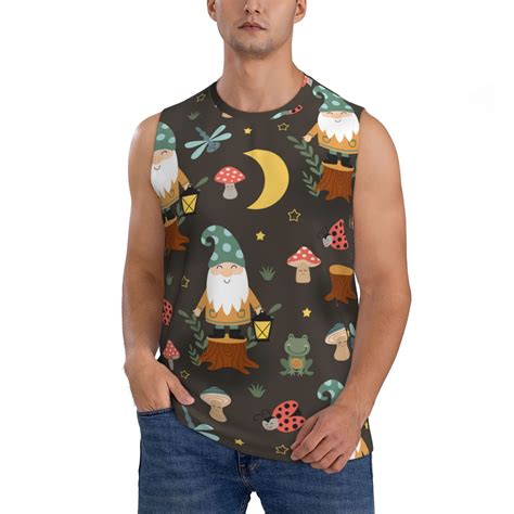 Easygdp Gnome Insect Frog Men S Breathable Tank Tops Sleeveless Sporty T Shirts For Basketball