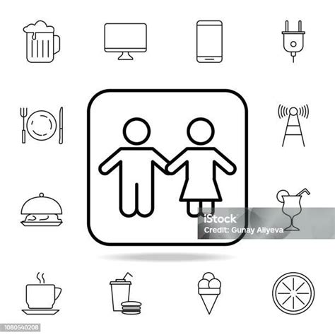 男孩和女孩牽手圖示簡單圖示的元素 網頁設計 移動應用程式 資訊圖形用於網站設計和開發的細線圖示 在白色背景上的應用程式開發向量圖形及更多一起