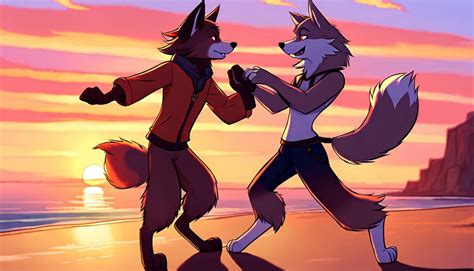 Cute Wolf Couple Dancing Int The Sunset By 456catiscool On Deviantart