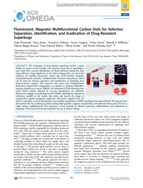 Pdf Fluorescent Magnetic Multifunctional Carbon Dots For Selective Separation Identification