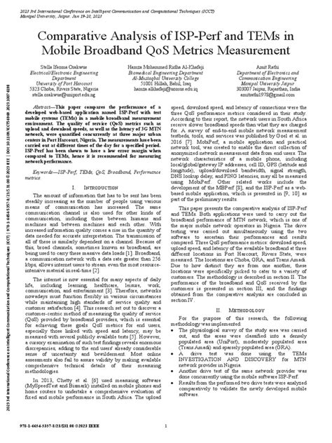 Comparative Analysis Of Isp Perf And Tems In Mobile Broadband Qos