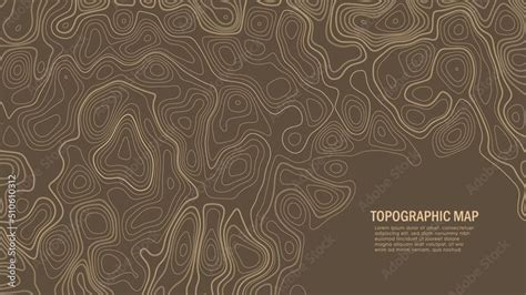 Abstract Topography Map On Brown Background
