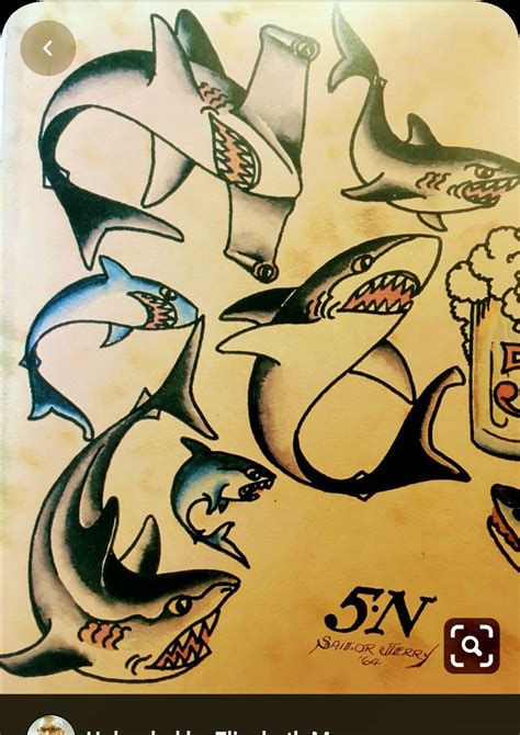 Sailor Jerry Shark Tattoo Flash