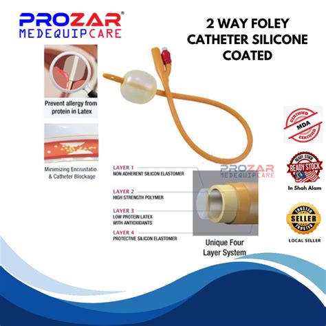 2 Way Foley Catheter Silicone Coated Prozar Medequipcare Foley Catheter