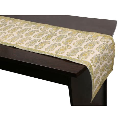 Buy Stole And Yarn Yellow Jaipuri Cotton Floral And Paisley Table Runner Online