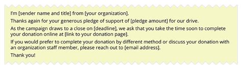 Pledge Reminder Letter Sample