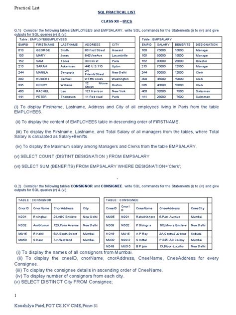 Sql Practical List Pdf Airlines Databases