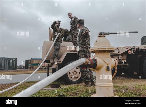 U S Marines With Combat Logistics Regiment 27 2nd Marine Logistics Group Fill Up A Water Bull