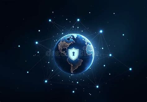 Global Cybersecurity Concept Earth With Digital Shield And Network Connections Stock Image