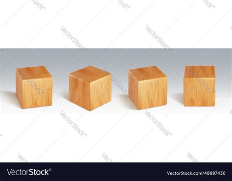 3d Wood Cube Block To Play Game Realistic Vector Image