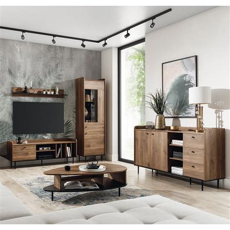 Lomadox Wohnwand Varedo 132 5 St 5 Tlg Im Retro Look In Eiche Nb