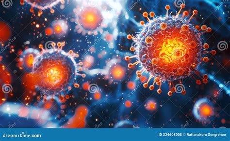 Macro Of Infected Virus Cells Dividing The Body Moving Inside The Body