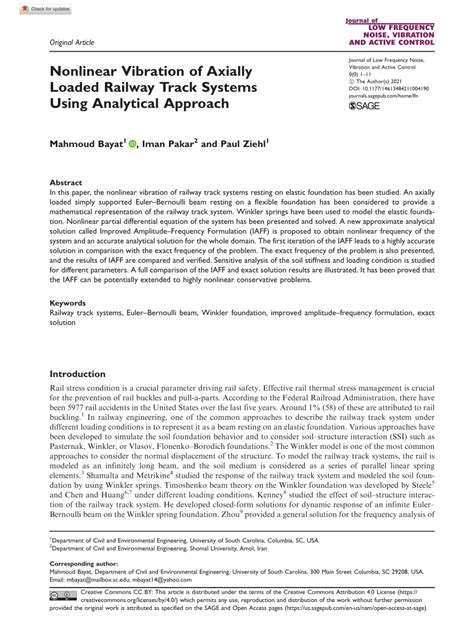 Pdf Nonlinear Vibration Of Axially Loaded Railway Track Systems Using Analytical Approach
