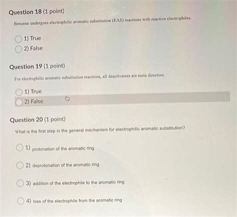 Solved Question 18 1 Point Benzene Undergoes Electrophilic Chegg