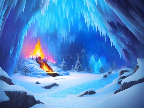 Winter Landscape In The Cave Ai Generated Stock Illustration