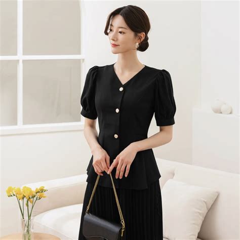 시크라인 4천장판매후기검증 조엘린 페플럼 블라우스