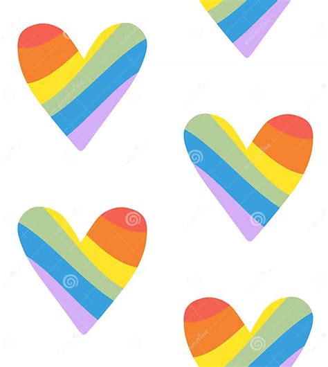 Vector Seamless Pattern Of Lgbt Rainbow Flag Heart Stock Vector