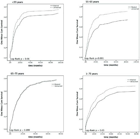 Kaplan—meier Survival Curves For Patients With Different Marital Status