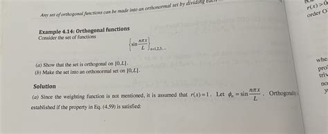 Solved Show That The Set Of Functions Is Orthogonal On The