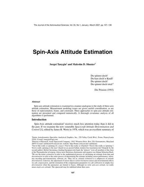 Pdf Spin Axis Attitude Estimation