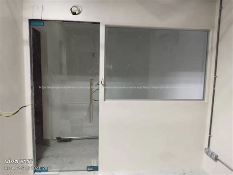 Glass Partition Swing Door Cw Frosted Film Glass Contractor Klang