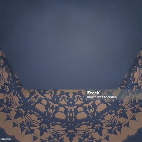 Template Kartu Pos Berwarna Biru Dengan Pola Coklat Vintage Untuk