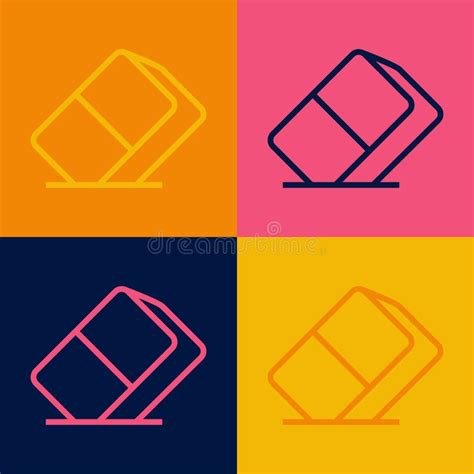 Pop Art Line Eraser Or Rubber Icon Isolated On Color Background Vector Stock Illustration