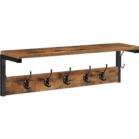 Cubilan 276 In W X 61 In D Rustic Brown Decorative Wall Shelf Coat