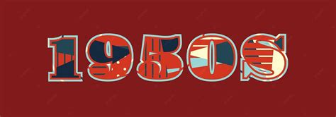 1950s Concept Word Art Illustration Word History Typescript Vector
