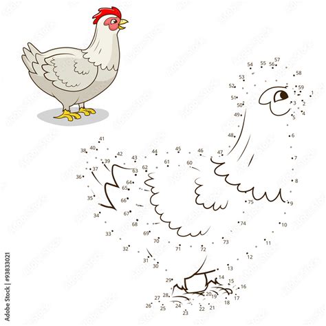 Connect The Dots Game Hen Vector Illustration Stock Vector Adobe Stock