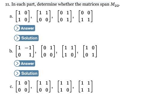 Solved 11 In Each Part Determine Whether The Matrices