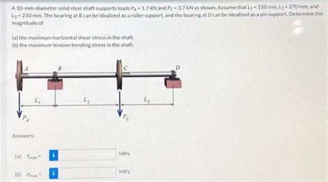 Solved A 50 Mm Diameter Solid Steel Shaft Supports Loads
