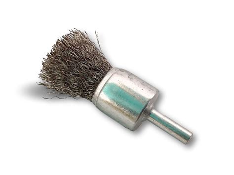 Brosses rotatives métalliques en bout Ø mm Forme pinceau sur tige Ø mm Fil INOX Ø