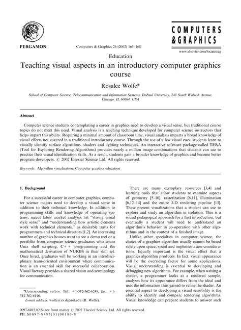 Pdf Teaching Visual Aspects In An Introductory Computer Graphics Course