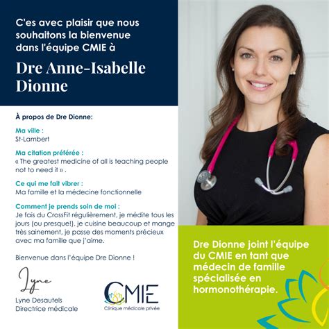 Bienvenue Au Dre Anne Isabelle Dionne Cmie Clinique Privée
