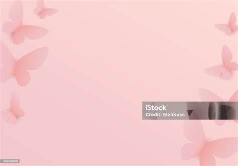 나비와 함께 귀여운 배경입니다 종이 3d 스타일을 잘라 로맨틱 신선한 결혼식 경우를 위한 완벽 한 템플릿 핑크 빛 유행