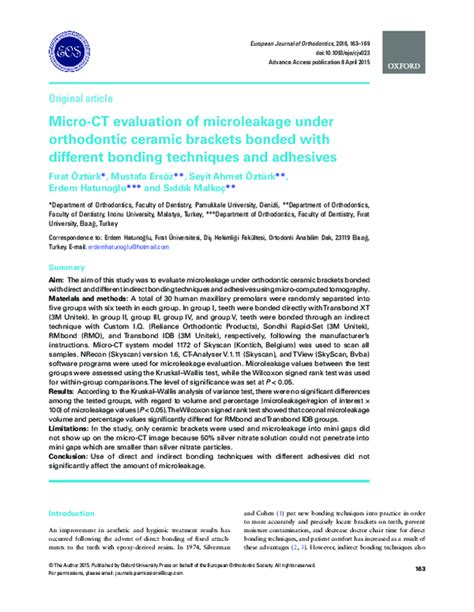 Pdf Micro Ct Evaluation Of Microleakage Under Orthodontic Ceramic Brackets Bonded With
