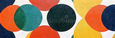 Geometric Pattern Of Interlocking Circles Featuring Bold Primary Colors With A Modern And