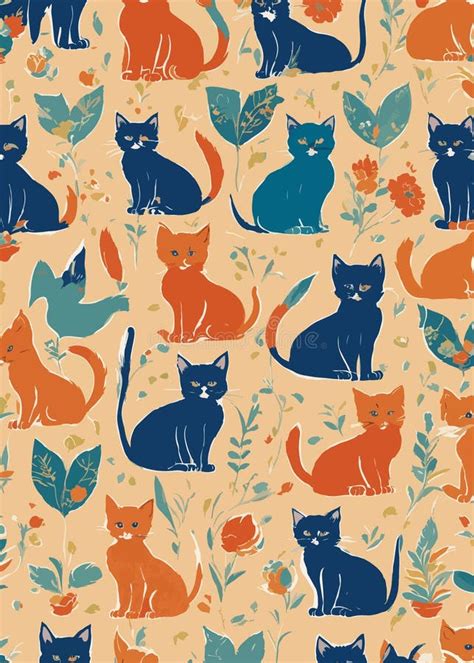 That Cute Cat Pattern Vector Illustration Stock Vector Illustration