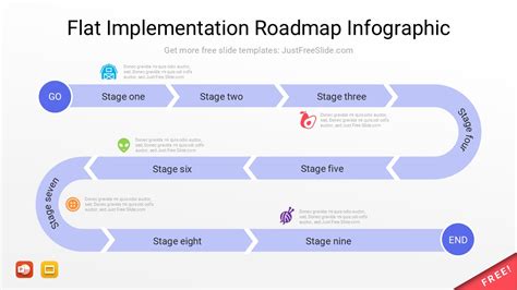 Flat Implementation Roadmap Infographic Free Download Just Free Slide