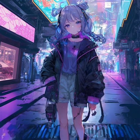 Cyberpunk Ai Art Looking At Viewer Pixiv 5k Phone Wallpaper